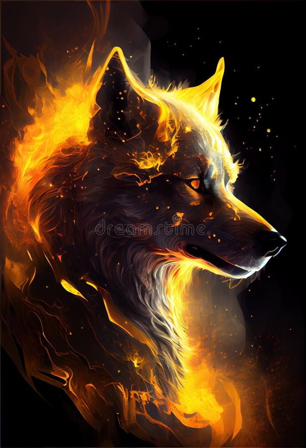 Hot Burning Wolf. AI Render. Stock Illustration - Illustration of ...