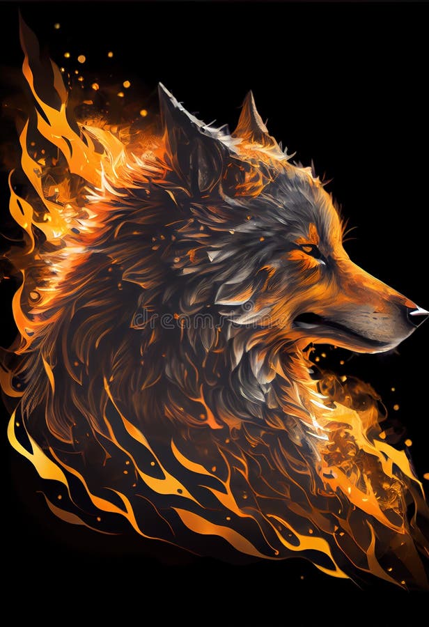 Hot Burning Wolf. AI Render. Stock Illustration - Illustration of ...