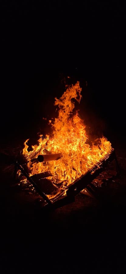 A Hot Campfire at the Late Night HD Stock Photo - Image of late, nature ...