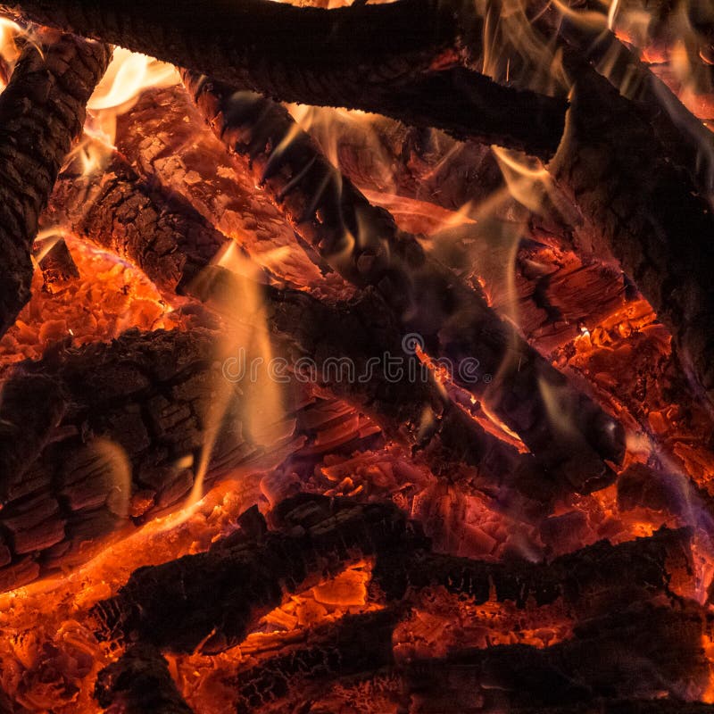 Hot Campfire Place Full of Crackling Fire Wood Stock Image - Image of ...