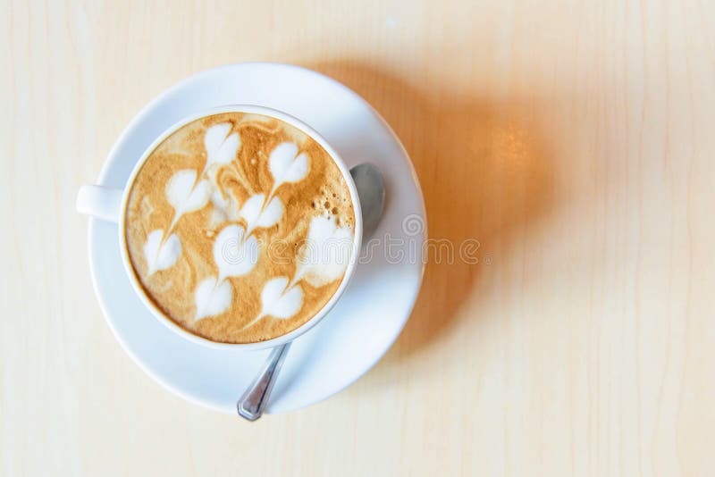 Hot Cappuccino with Nice Milk Pattern Heart Shape Stock Photo - Image ...