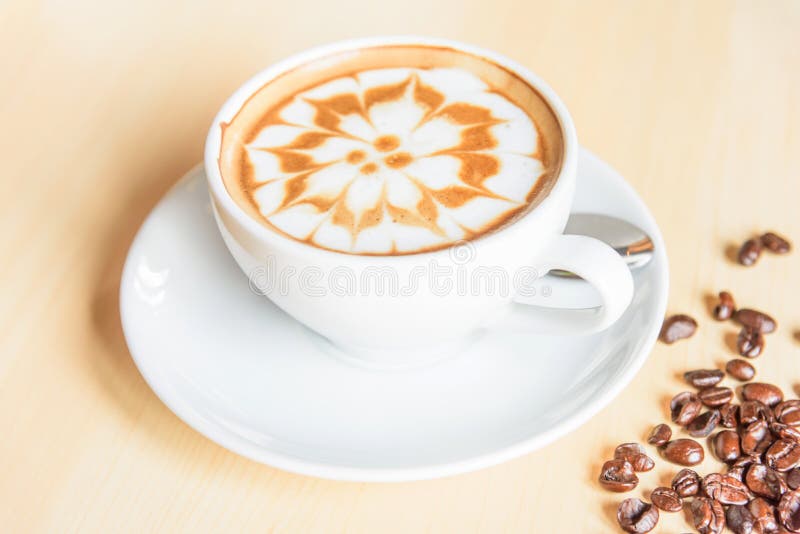 Hot Cappuccino with Nice Milk Pattern Stock Photo - Image of drink ...