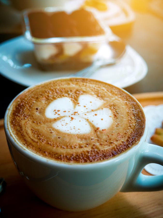 Hot Capuchino Coffee in Coffee Shop. Stock Image - Image of time ...