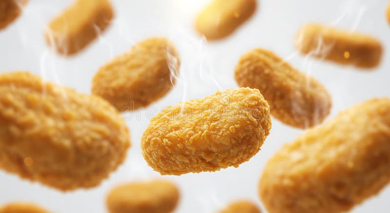 Hot Chicken Nuggets Floating Appetizingly on a White Background Ready ...