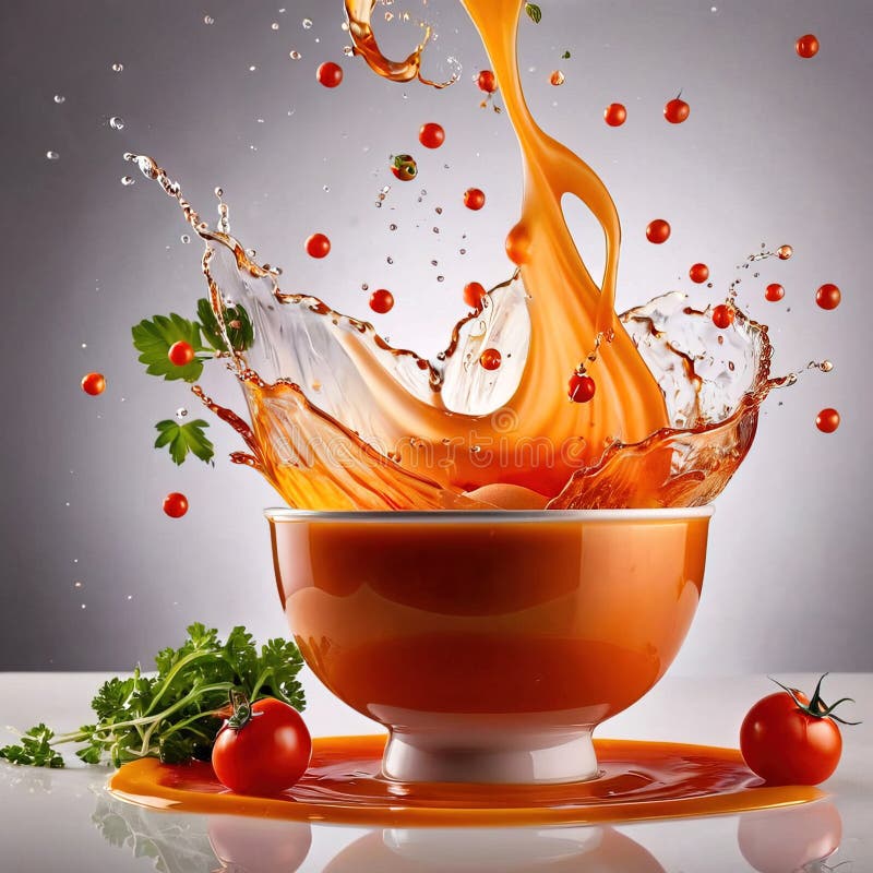 Hot Chicken and Vegetable Soup with Dynamic Splash Effect Stock ...