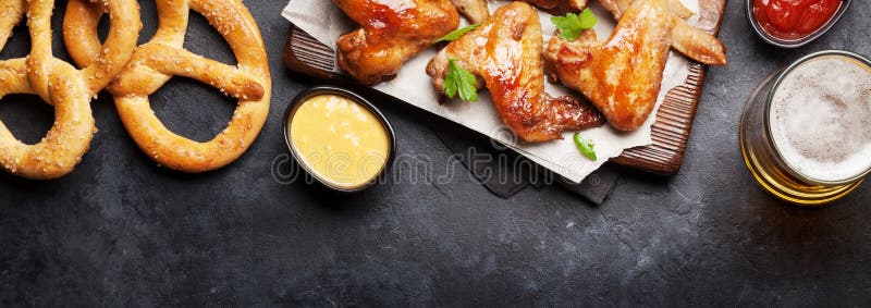 Hot Chicken Wings and Draft Beer Stock Image - Image of gourmet, chili ...