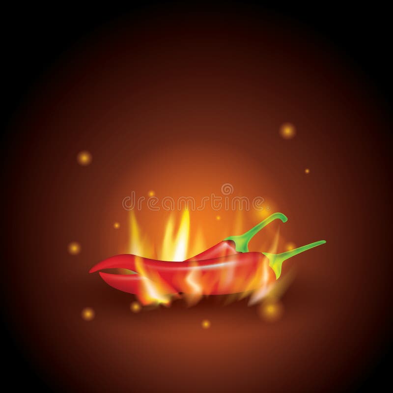 Hot Chili with Fire. Vector Illustration Decorative Design Stock Vector ...