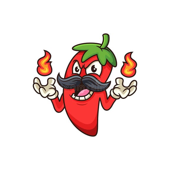 Hot Chili Flavor with Cute Expression Stock Vector - Illustration of ...