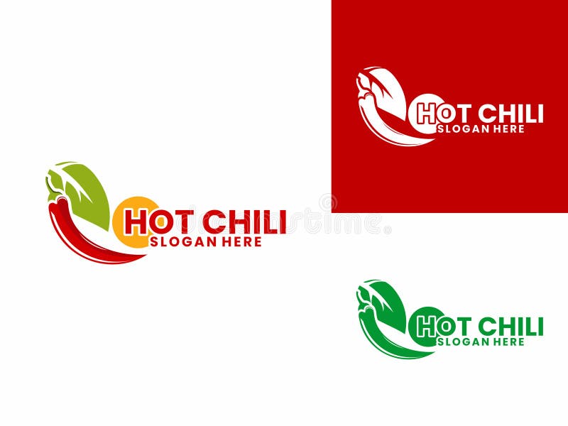 Hot Chili Modern Logo with Leaf. Spicy Red Chili Logo Design Vector ...