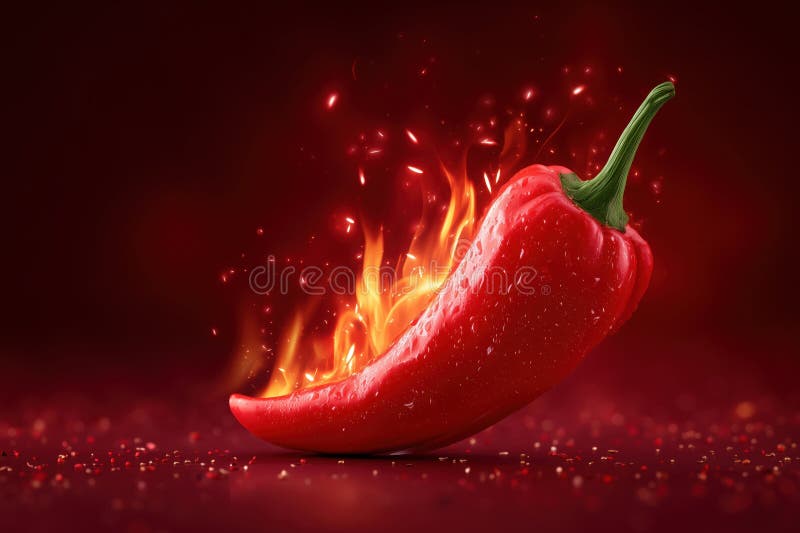 Hot Chili Pepper Igniting with Real Flames in Striking Hyper-realistic ...