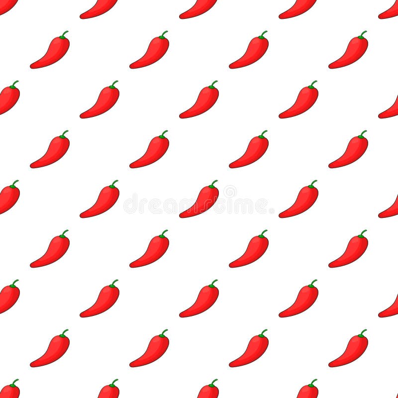 Hot Chili Pepper Pattern, Cartoon Style Stock Vector - Illustration of ...