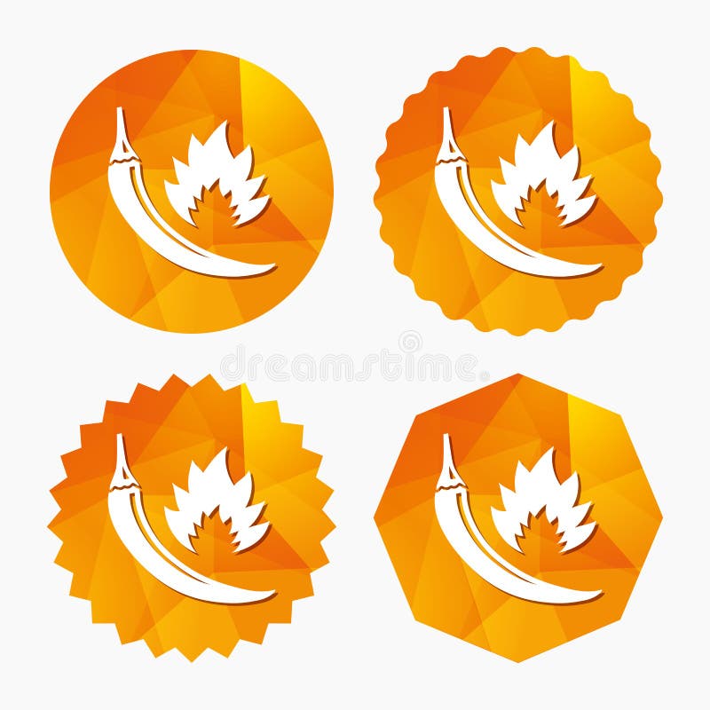 Hot Chili Pepper Sign Icon. Spicy Food Symbol. Stock Vector ...