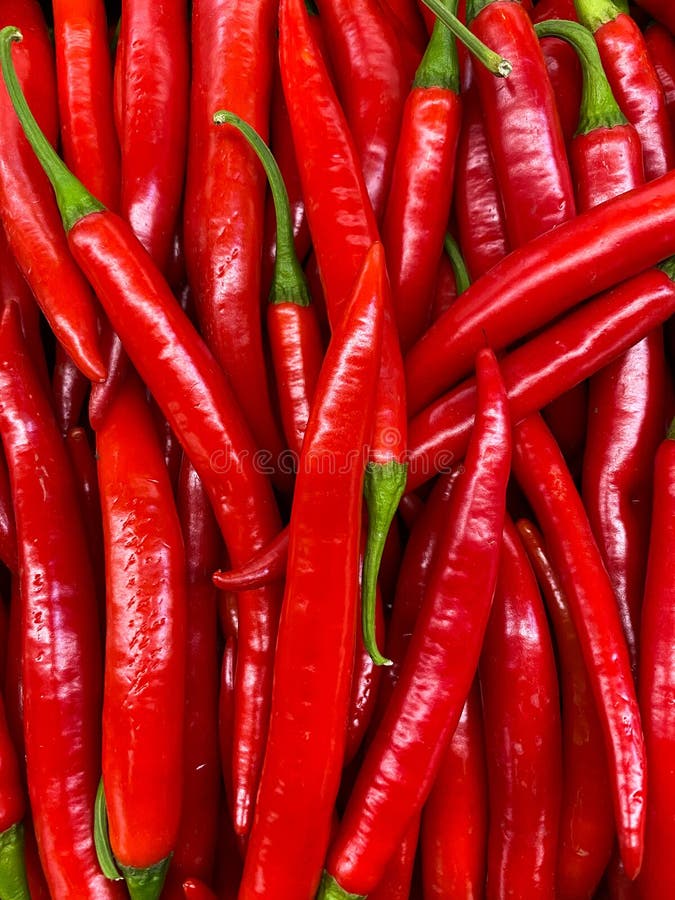 Hot Chili Peppers, Background of Many Red Peppers. Stock Image - Image ...