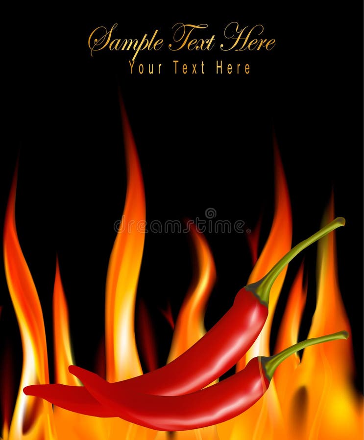 Hot Chili Peppers in Fire. Vector. Stock Vector - Illustration of ...