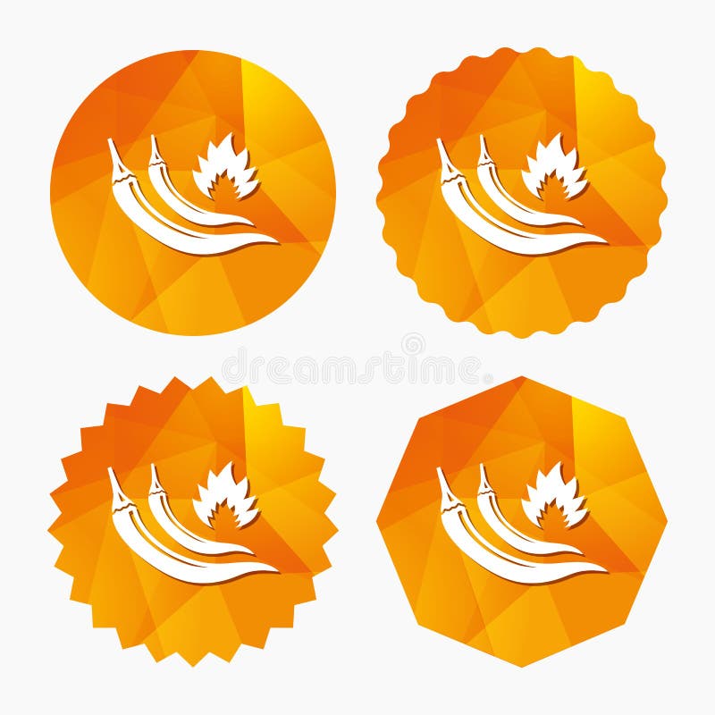 Hot Chili Peppers Sign Icon. Spicy Food Symbol. Stock Vector ...