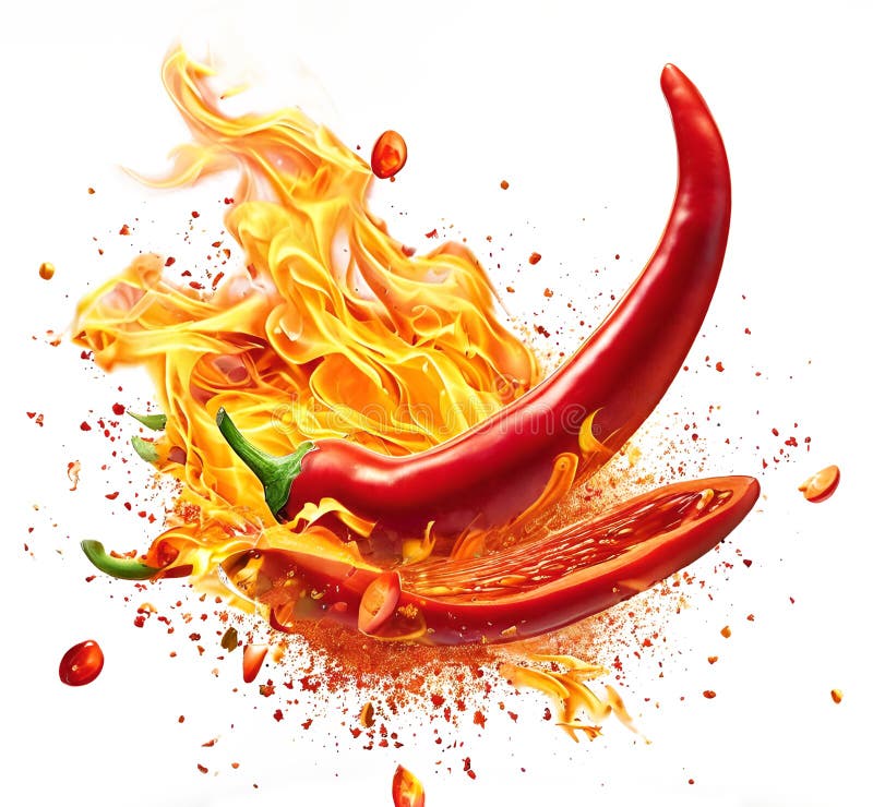 Hot Chilli Pepper on Fire. a Mockup for Design Stock Image - Image of ...
