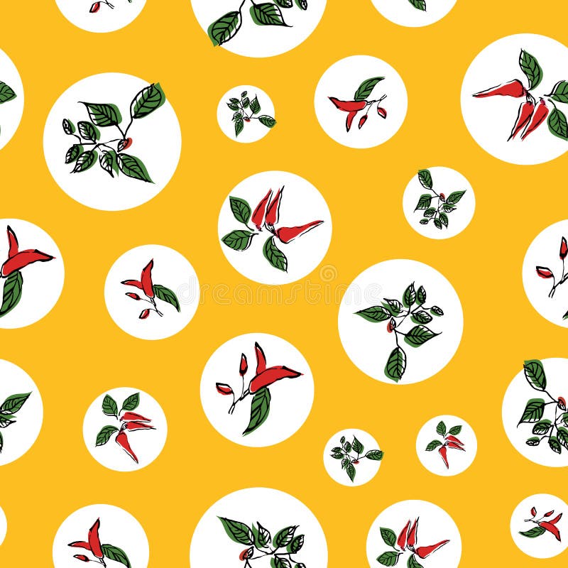 Hot Chilli Pepper Leaves Seamless Repeat Pattern Design Stock Vector ...