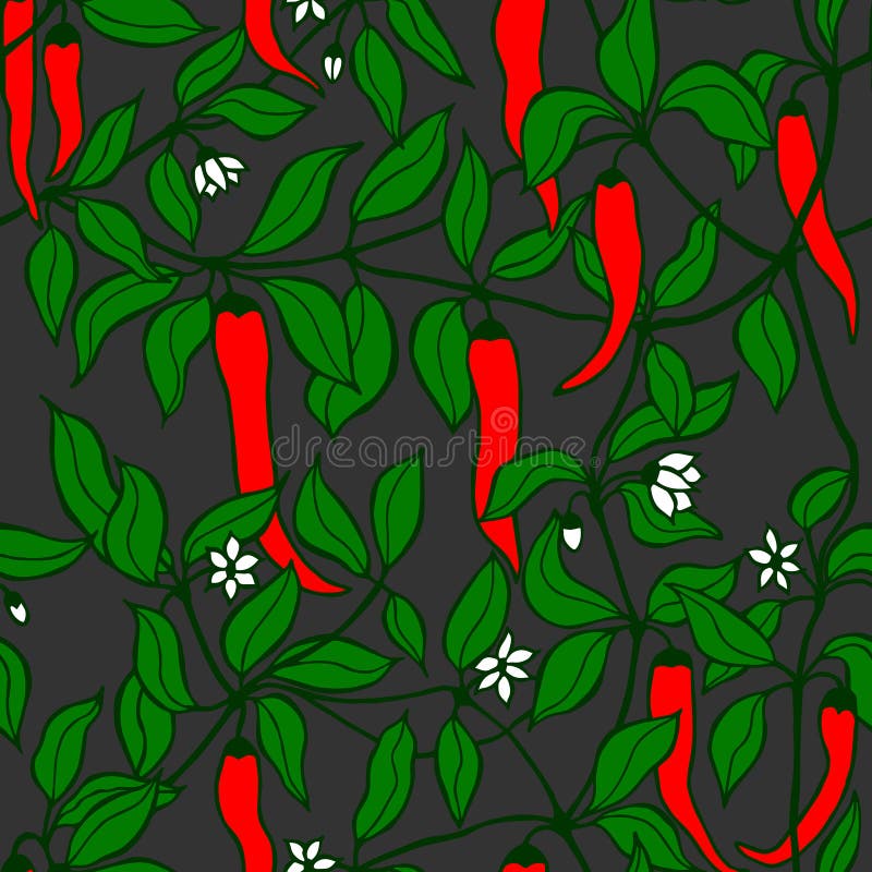 Hot Chilli Pepper Seamless Pattern. Eps10 Vector Illustration. Hand ...