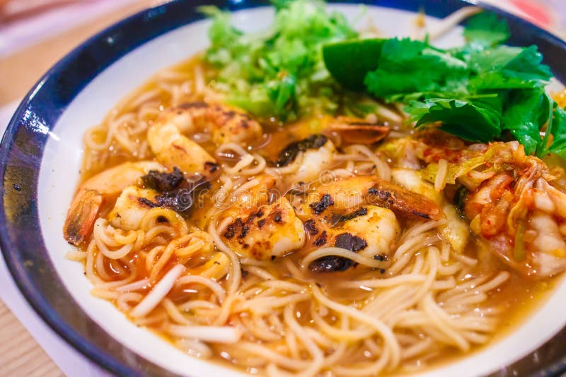 Hot Chilli Prawn Ramen in a Bowl Stock Image - Image of delicious ...