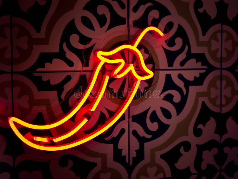 Hot Chilli Shaped Neon Sign in Bright Orange Colours Glow in the Dark ...