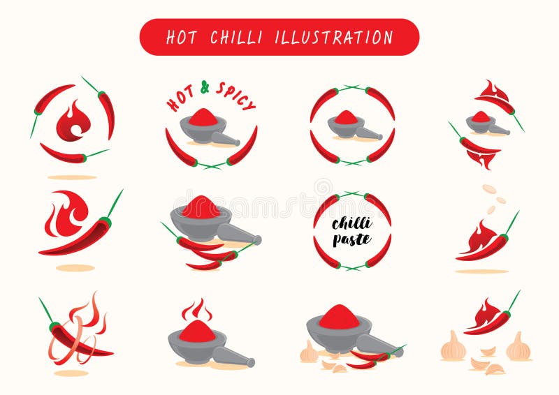 Hot Chilli Vector Llustration Stock Vector - Illustration of mortar ...