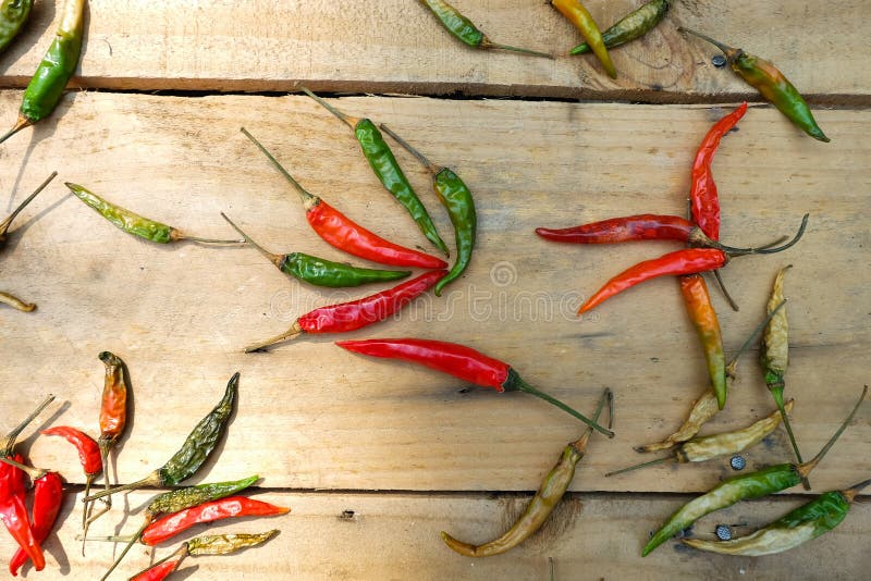 Hot Chilli on the Wood Table Stock Image - Image of kitchen, vegetable ...