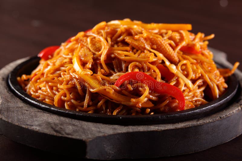 Hot Chinese Spaghetti with Garnish Stock Image - Image of fresh ...
