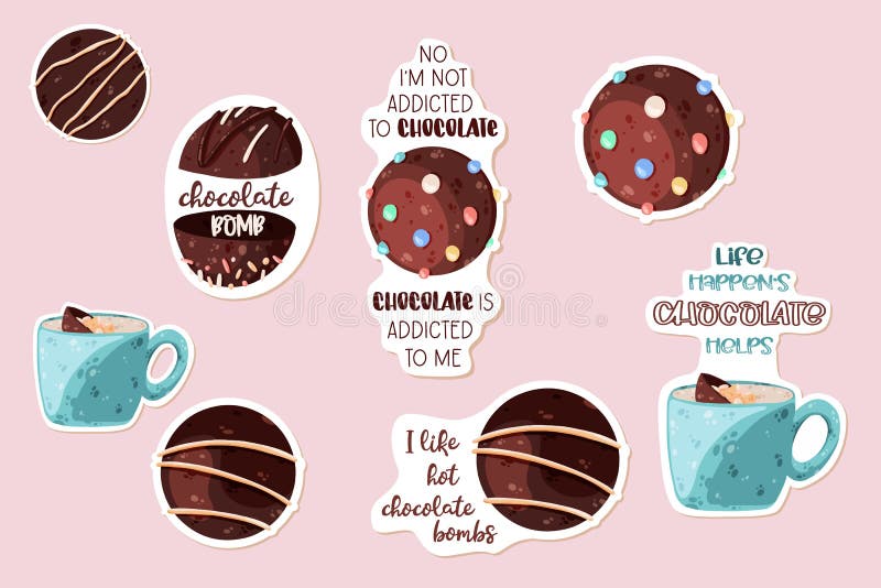 Hot Chocolate Bomb Stickers Set for Planner and Diary Stock Vector ...