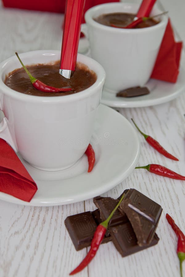 Hot chocolate with chili stock photo. Image of table - 26044854