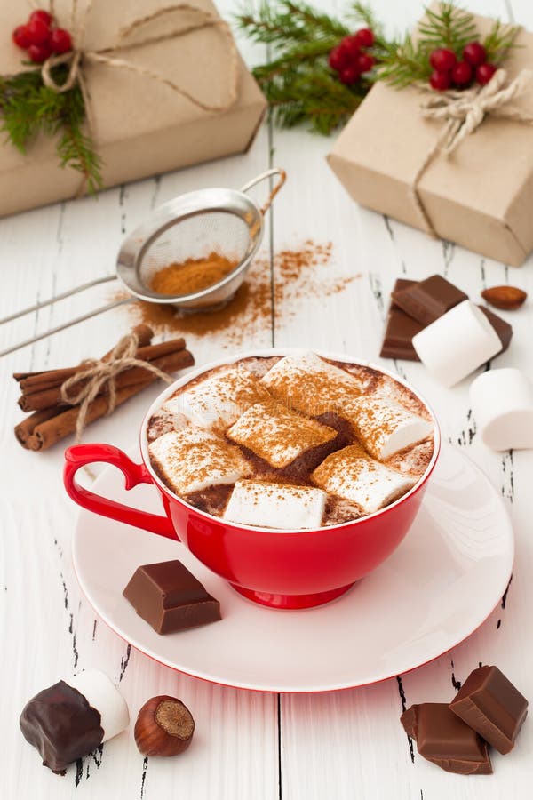Hot Chocolate with Marshmallows. Christmas Holiday Drink Stock Image ...