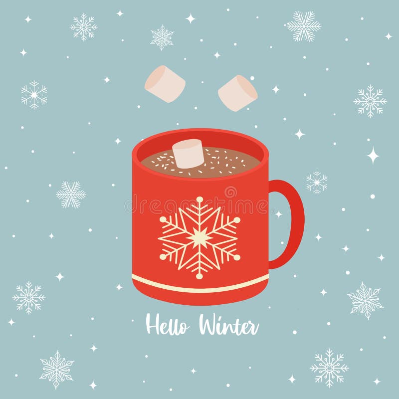 Hot Chocolate with Marshmallows. a Cup with a Snowflake Ornament and ...