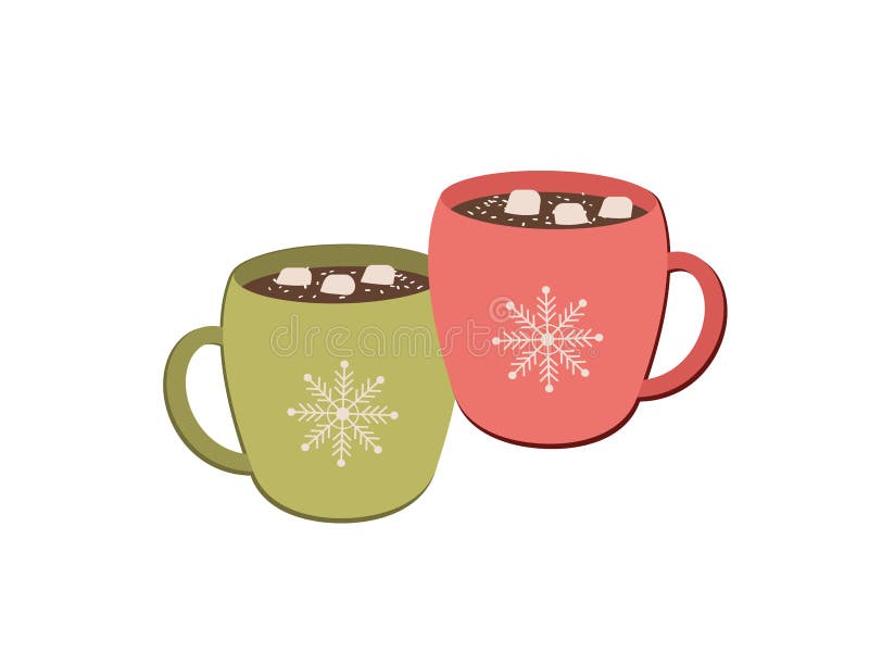 Hot Chocolate with Marshmallows. Two Cups with an Ornament in the Form ...
