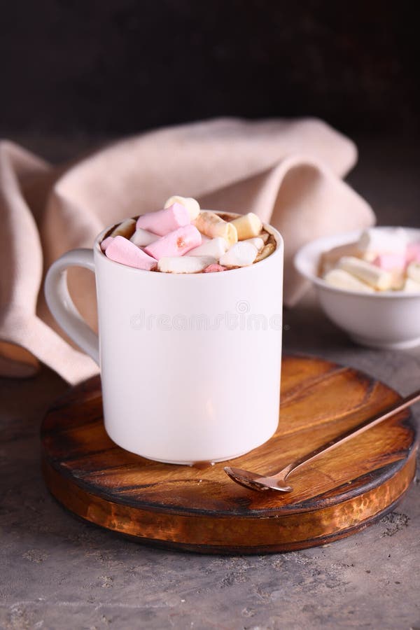 Chocolate with Marshmallows Valentines Day Stock Image - Image of love ...