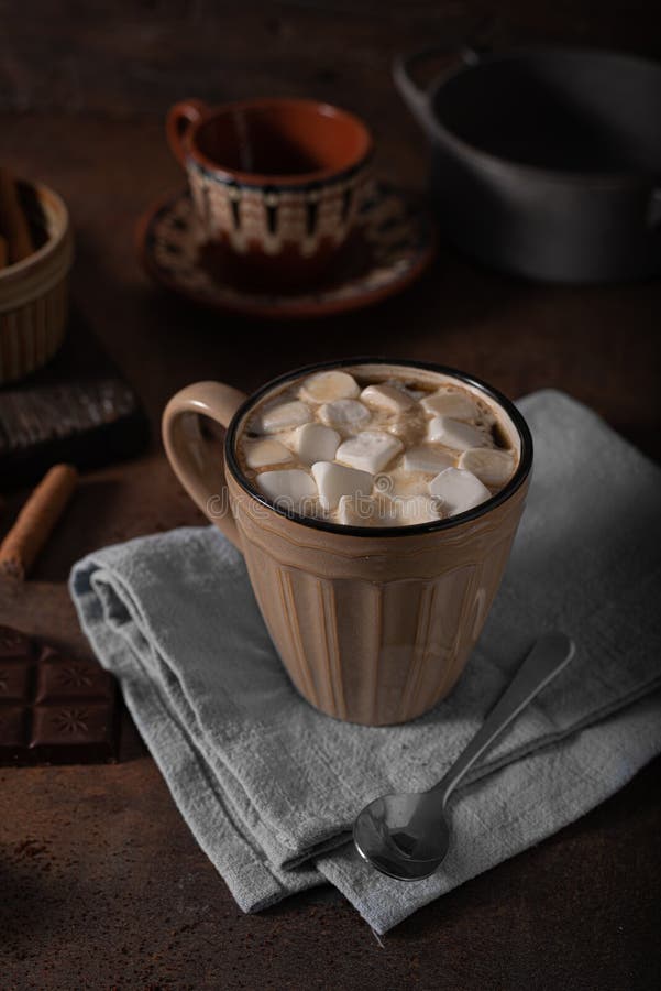 Hot Chocolate with Marshmello Stock Photo - Image of cream, brown ...