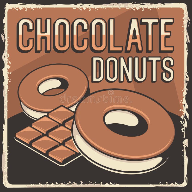 Chocolate Donuts Rustic Classic Retro Vintage Signage Poster Stock ...
