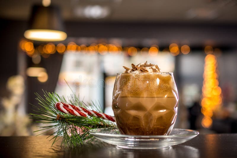 Hot Chocolate with a Red and White Candy Cane Stock Image - Image of ...