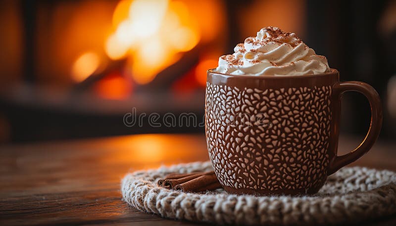Hot Chocolate on Rustic Table, Cozy Winter Comfort Generated by AI ...