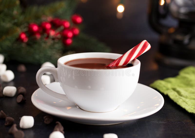Hot Chocolate on a Table Set for the Holidays Stock Image - Image of ...