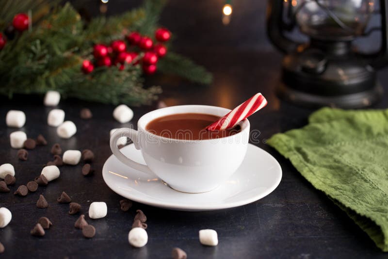 Hot Chocolate on a Table Set for the Holidays Stock Photo - Image of ...