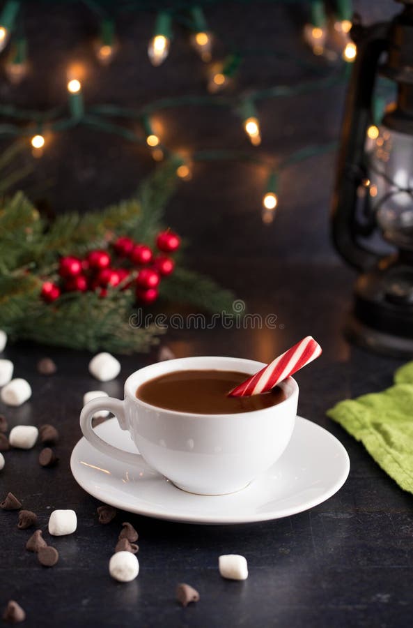 Hot Chocolate on a Table Set for the Holidays Stock Image - Image of ...