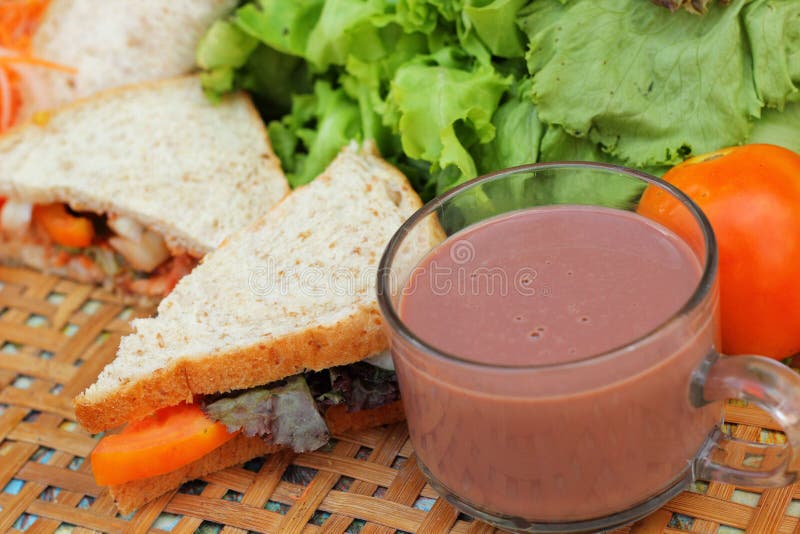Hot Chocolate and Tuna Sandwich. Stock Photo - Image of light, snack ...