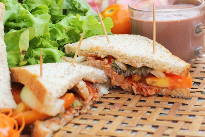 Hot Chocolate and Tuna Sandwich Stock Image - Image of dinner, food ...