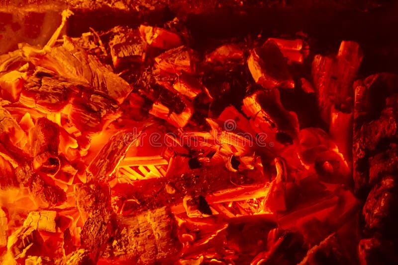 Hot Coal with Lights, Preparation for Cooking Kebabs, Barbecue. Stock ...