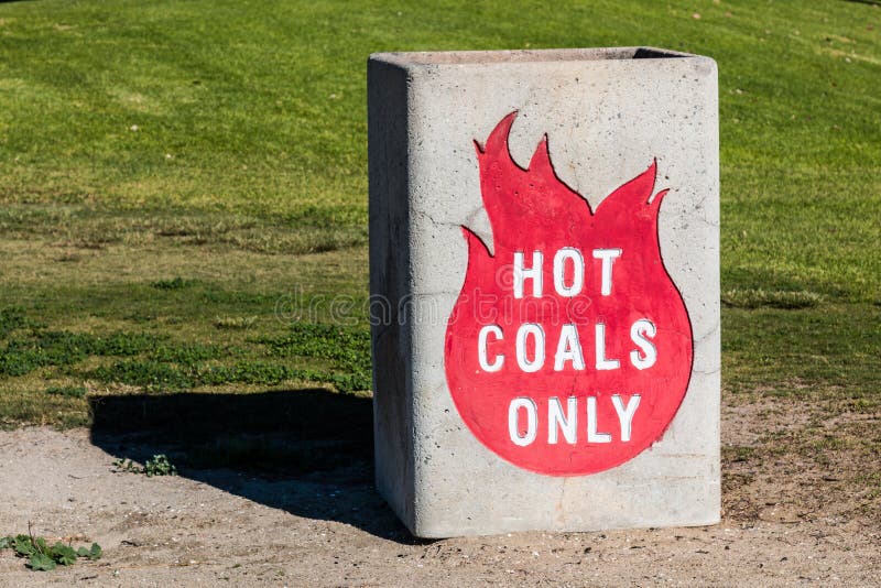 Hot Coals Disposal Bin at a Bayside Park Stock Photo - Image of ...