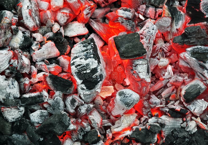 Hot Coals on the Grill or in the Campfire. Stock Image - Image of ...