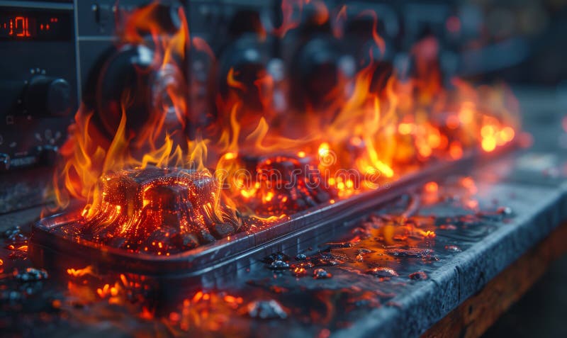 Hot Coals and Hot Metal on the Stove. a Photo of an Electrical Fire ...
