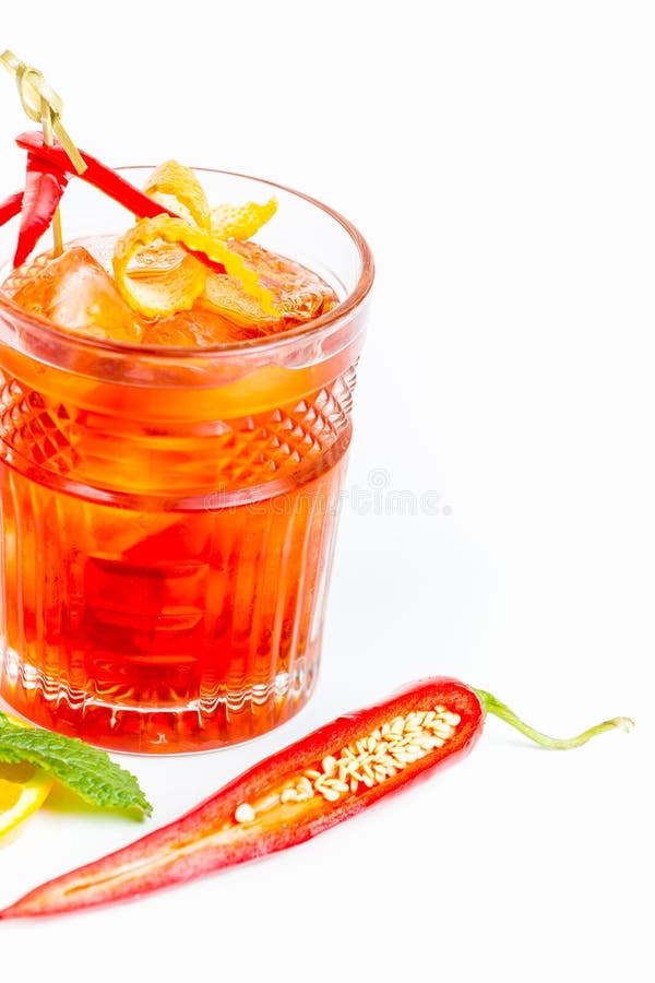 Red cocktail with pepper stock image. Image of color - 14322079