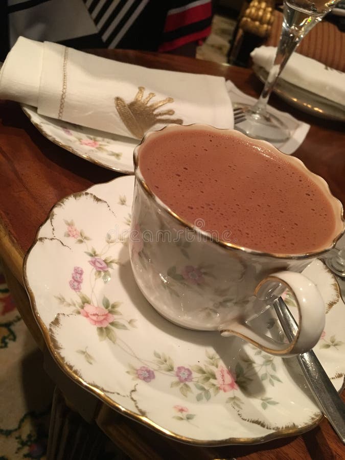 Hot Cocoa at High Tea stock image. Image of floral, fancy - 94937029