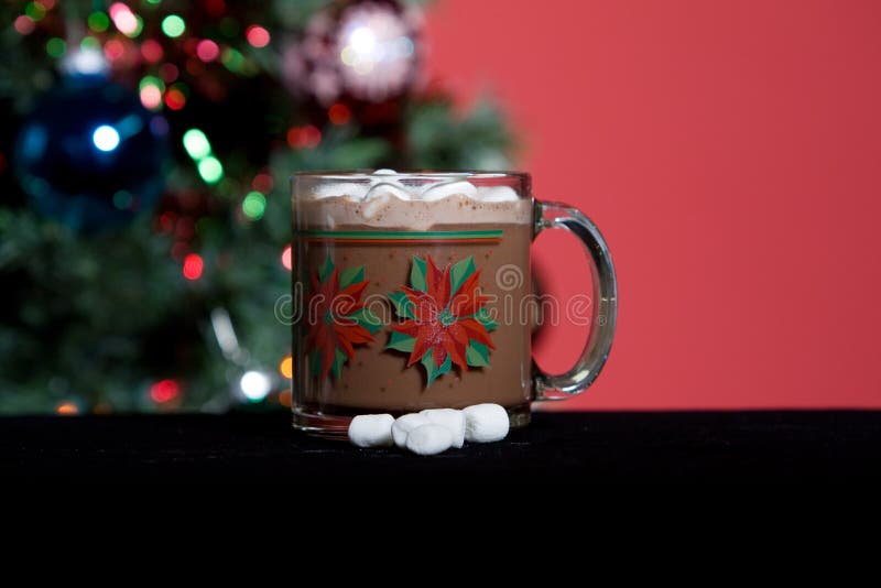 Hot Cocoa and Holiday Tree stock image. Image of chocolate - 16296801