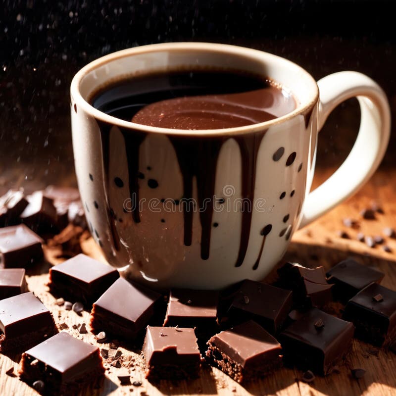 Hot Cocoa Mug with Chunks of Chocolate Stock Illustration - Illustration of chunks, solid: 302880482